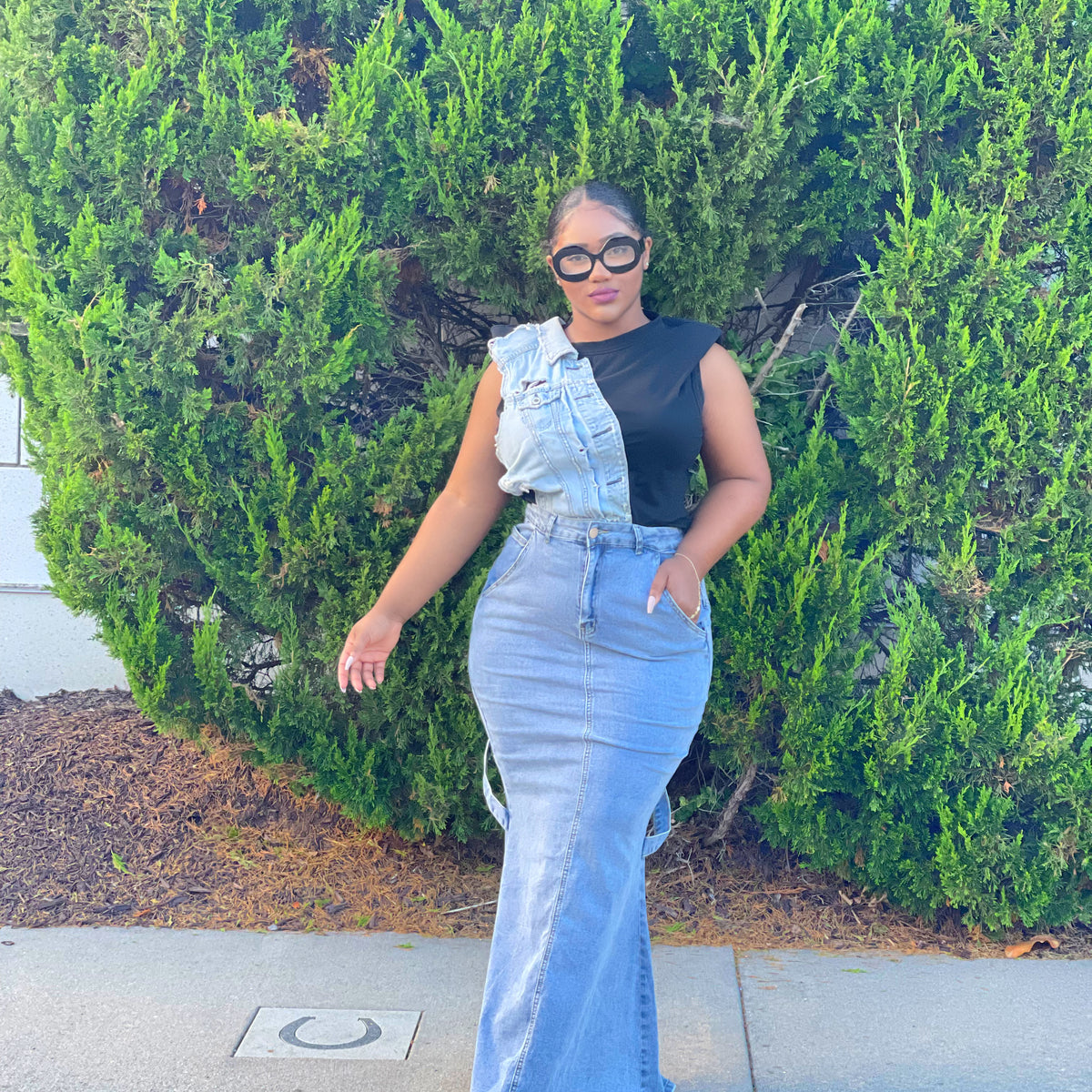 Daphne Denim Skirt – GOLD x TEAL